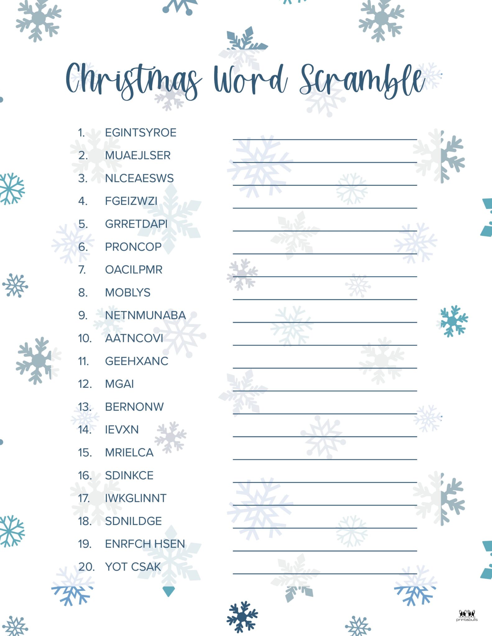 Christmas Word Scrambles - 15 FREE Printables | Printabulls