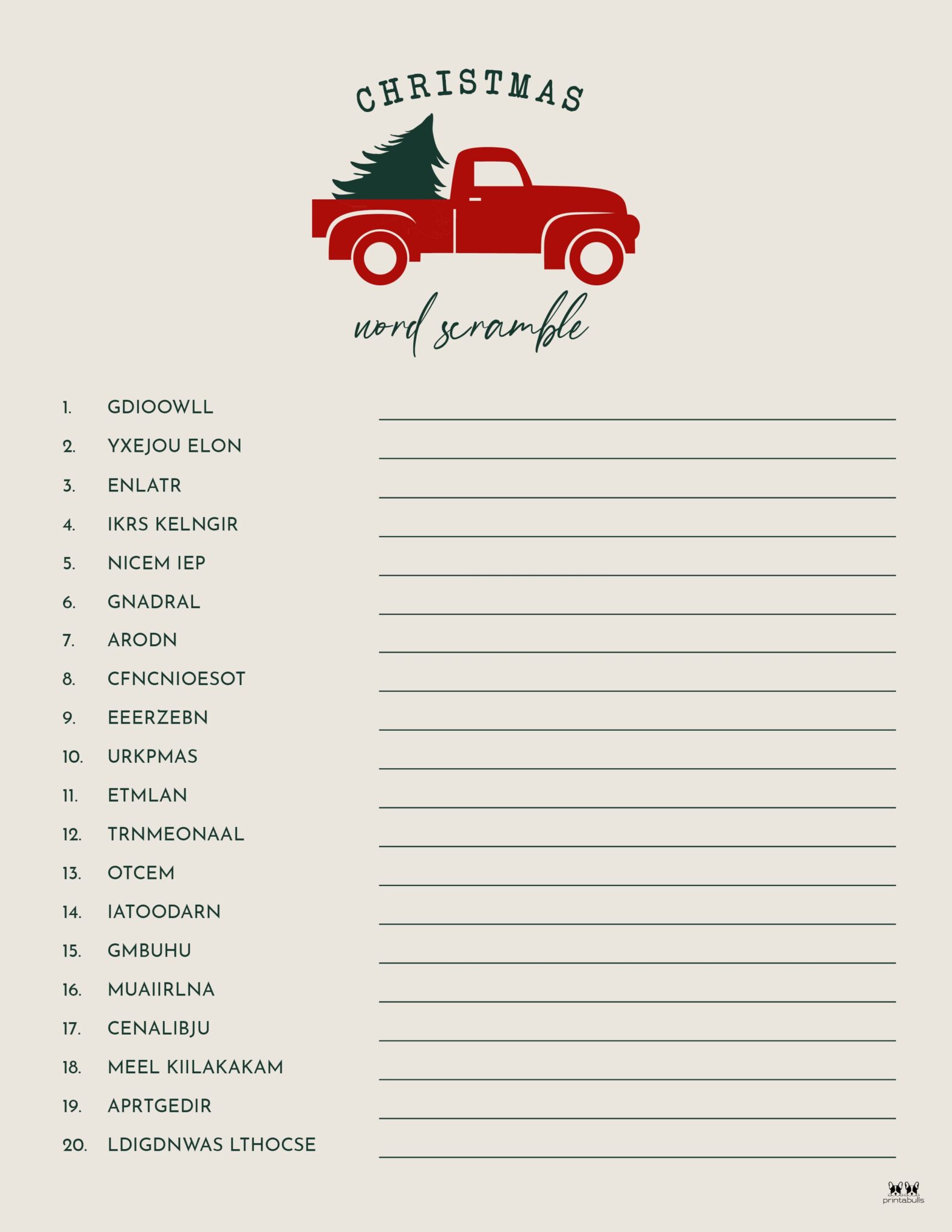 Christmas Word Scrambles - 15 FREE Printables | Printabulls