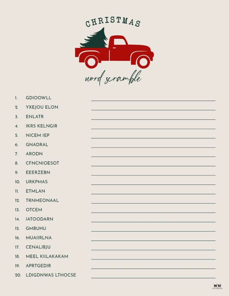 Christmas Word Scrambles - 15 FREE Printables | Printabulls