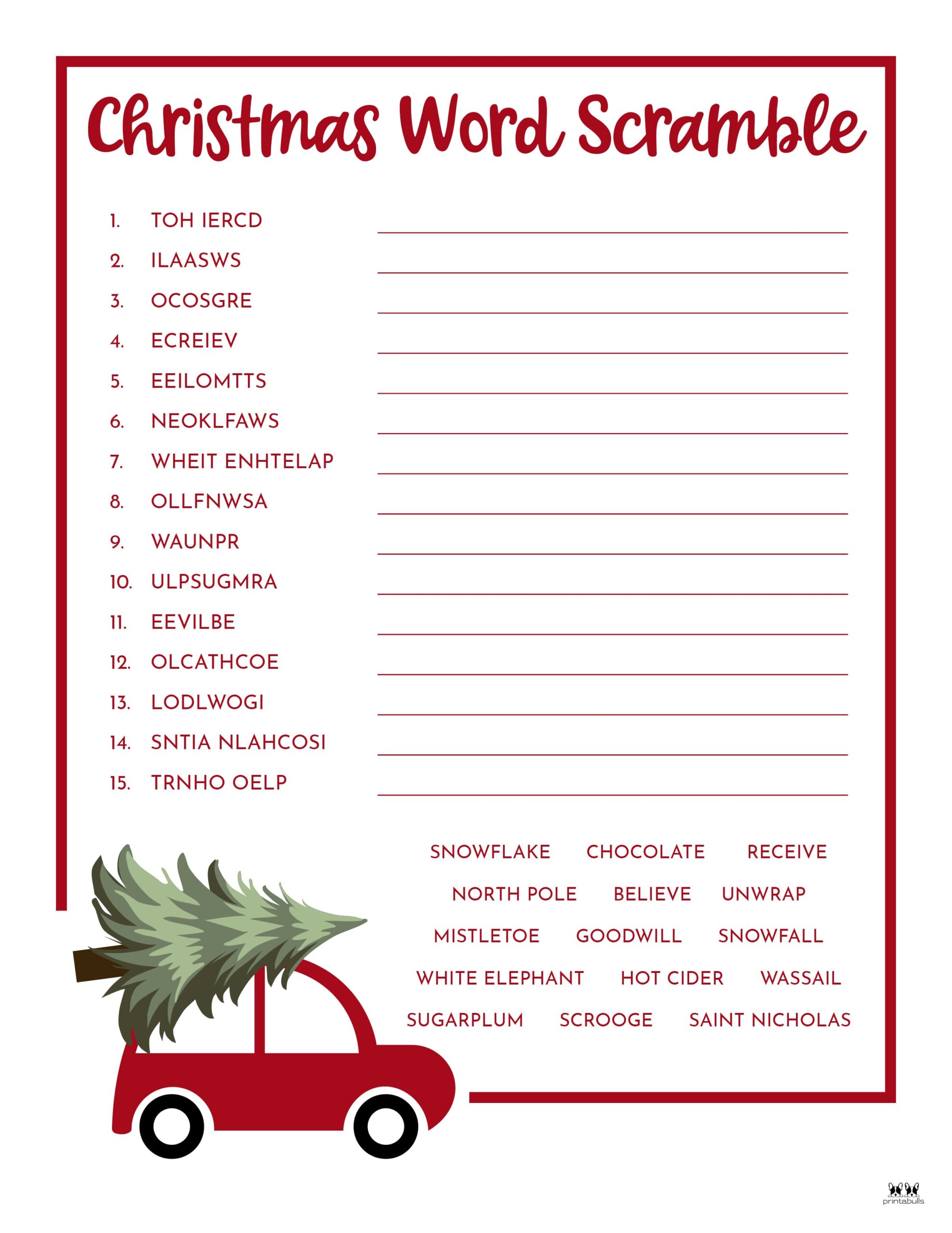 Christmas Word Scrambles - 15 FREE Printables | Printabulls