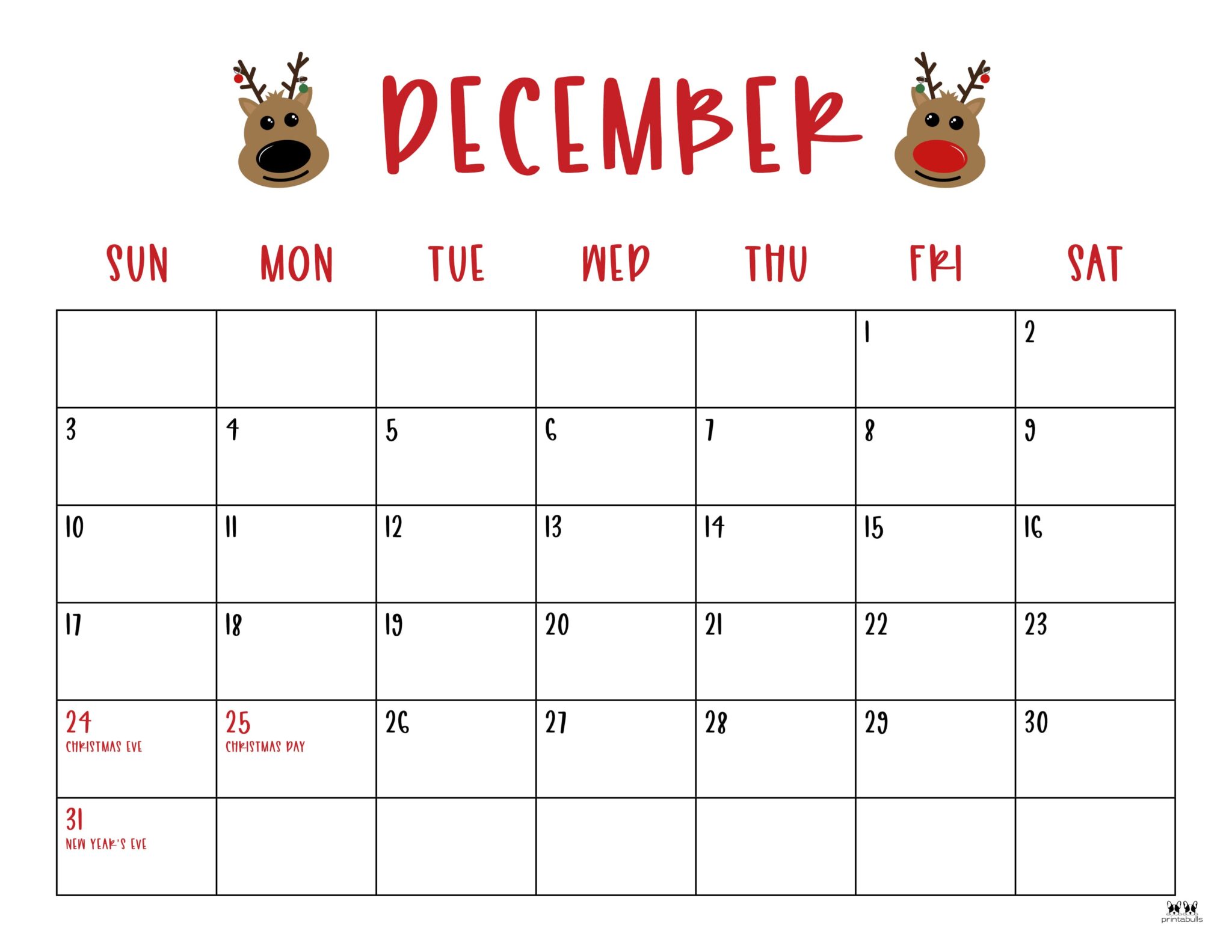December 2023 Calendars - 50 FREE Printables | Printabulls