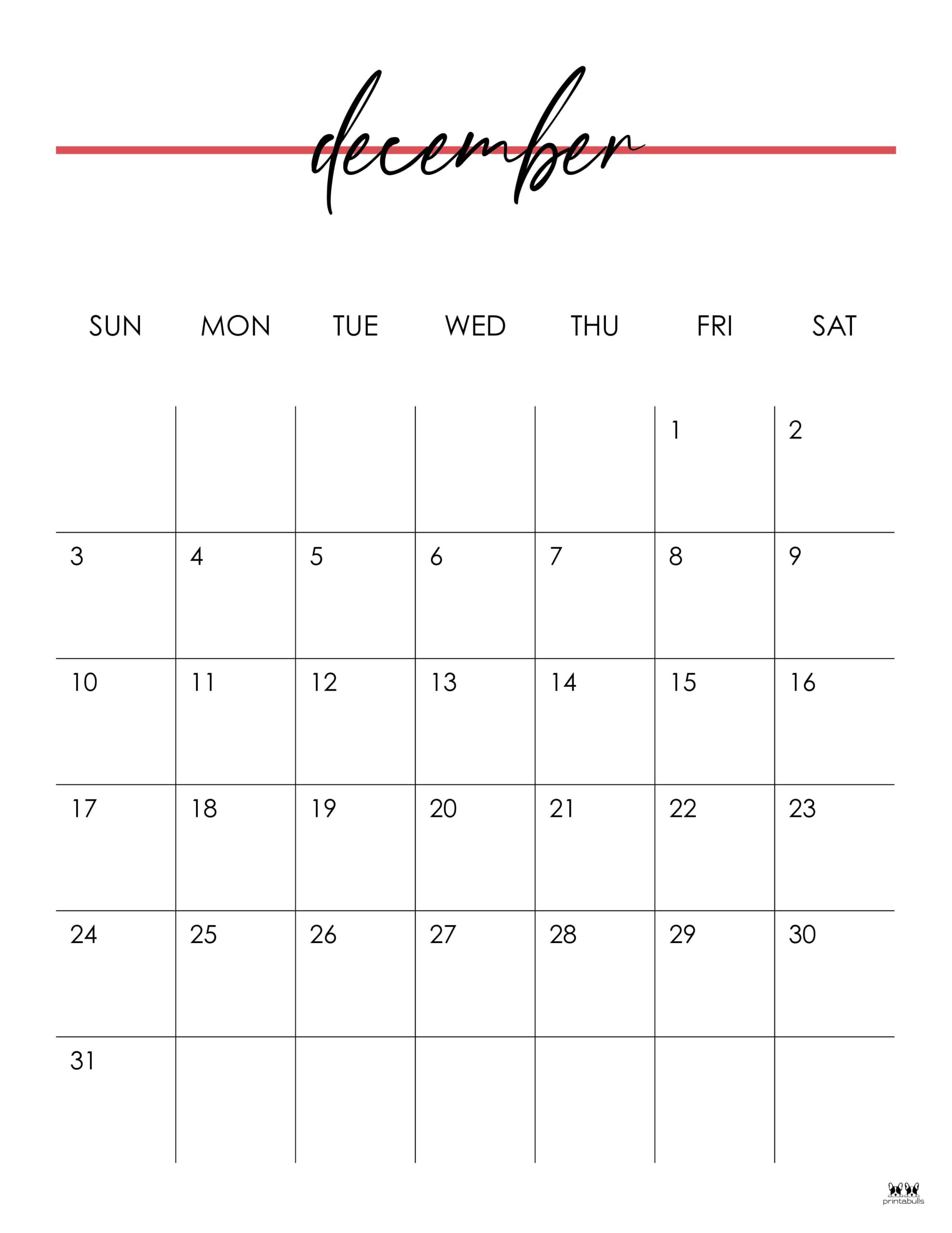 December 2023 Calendars - 50 FREE Printables - PrintaBulk