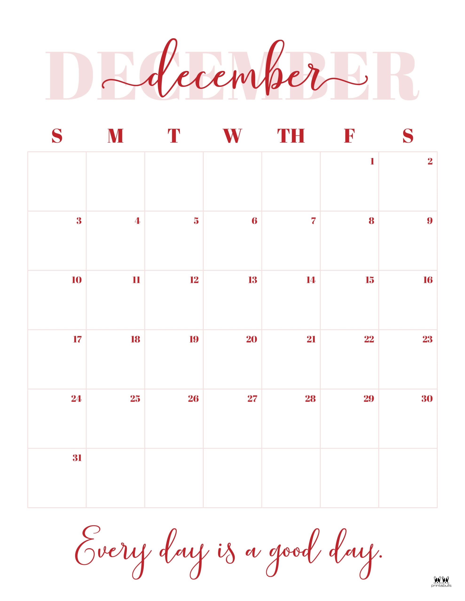 December 2023 Calendars - 50 FREE Printables | Printabulls