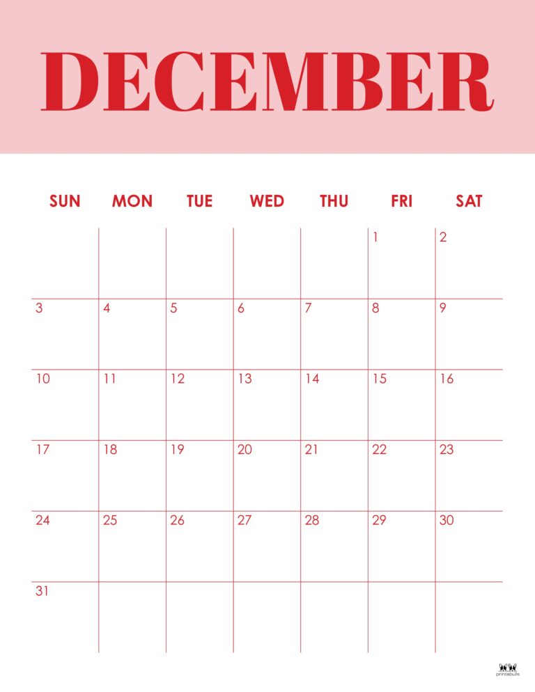 December 2023 Calendars - 50 FREE Printables | Printabulls