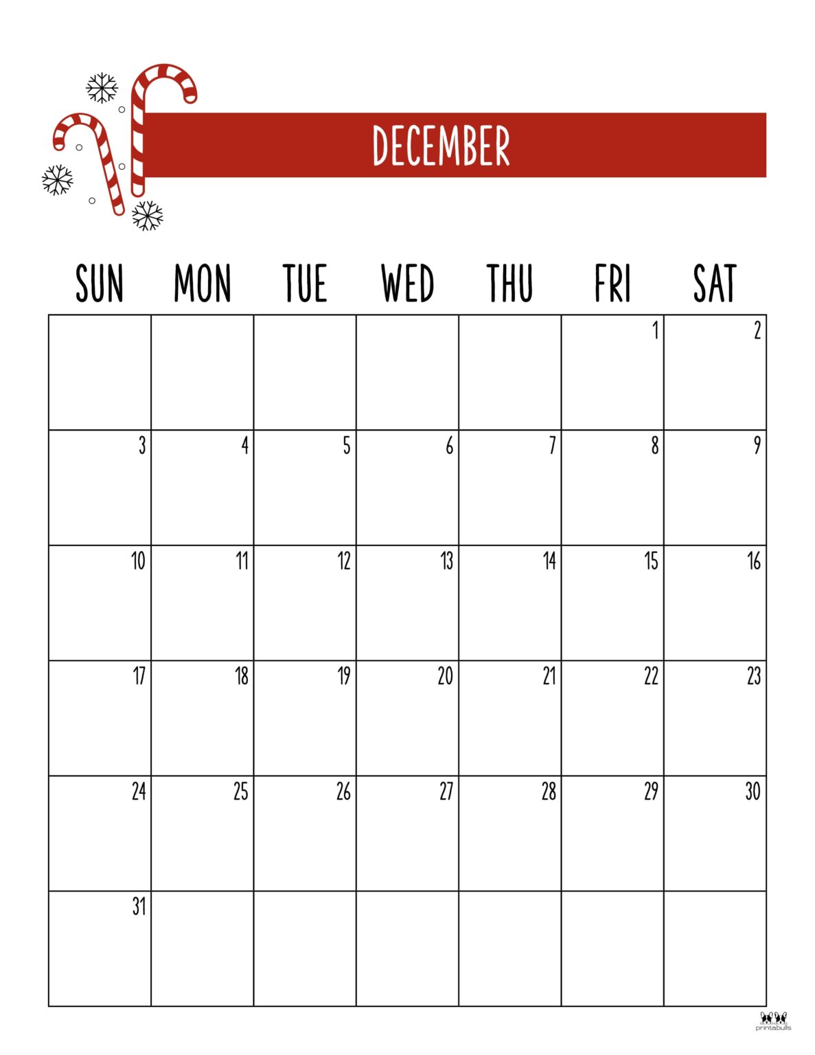 December 2023 Calendars - 50 FREE Printables | Printabulls