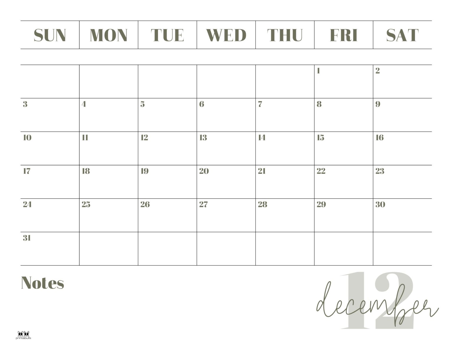December 2023 Calendars - 50 FREE Printables | Printabulls