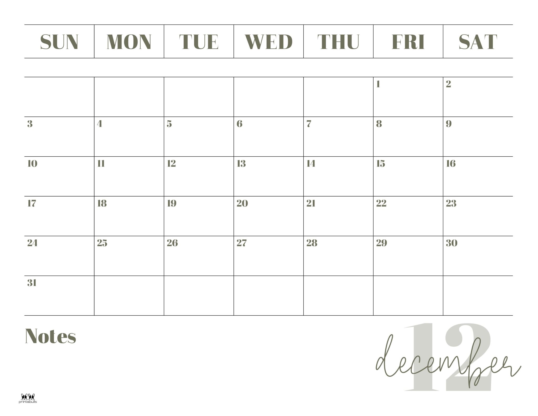 December 2023 Calendars - 50 FREE Printables | Printabulls