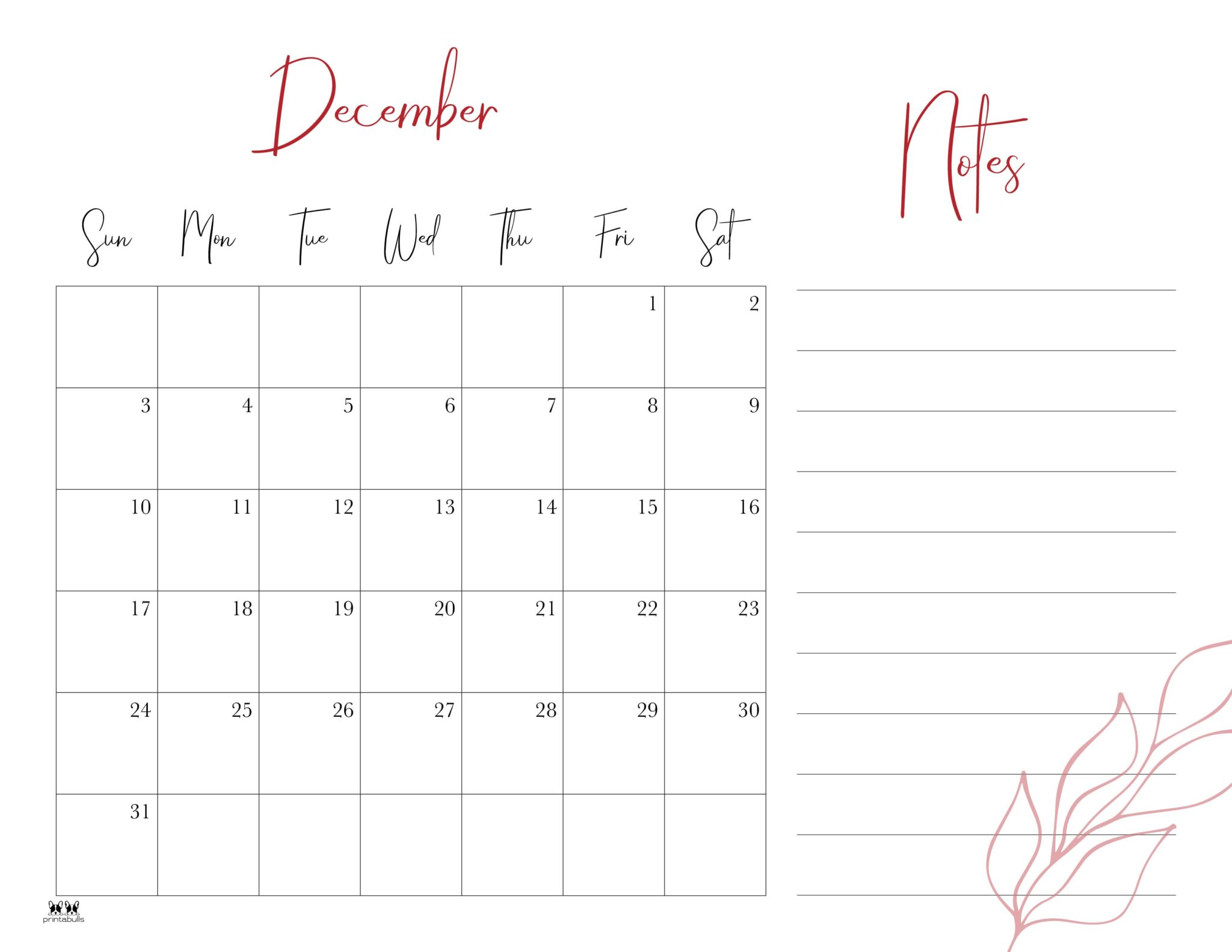 December 2023 Calendars - 50 FREE Printables | Printabulls