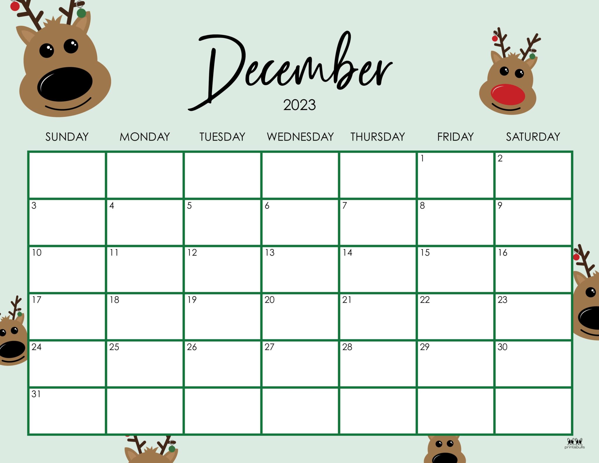 December 2023 Calendars - 50 FREE Printables | Printabulls