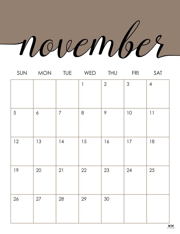 November 2023 Calendars - 50 FREE Printables | Printabulls