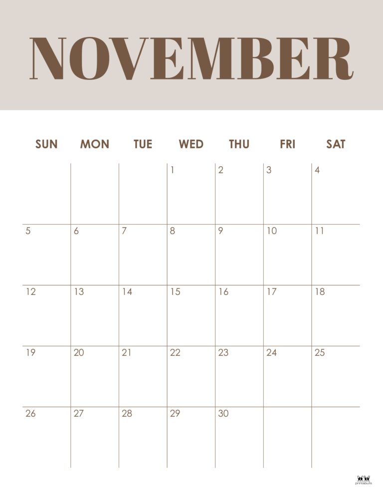 November 2023 Calendars - 50 FREE Printables | Printabulls