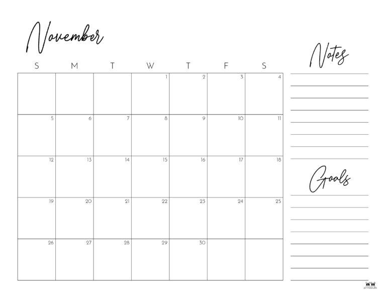 November 2023 Calendars - 50 FREE Printables | Printabulls