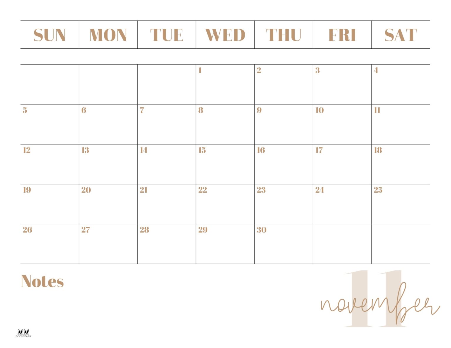 November 2023 Calendars - 50 FREE Printables | Printabulls