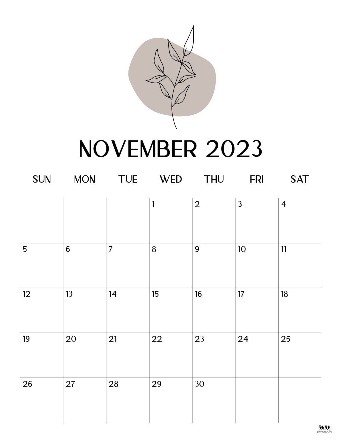 November 2023 Calendars - 50 FREE Printables | Printabulls