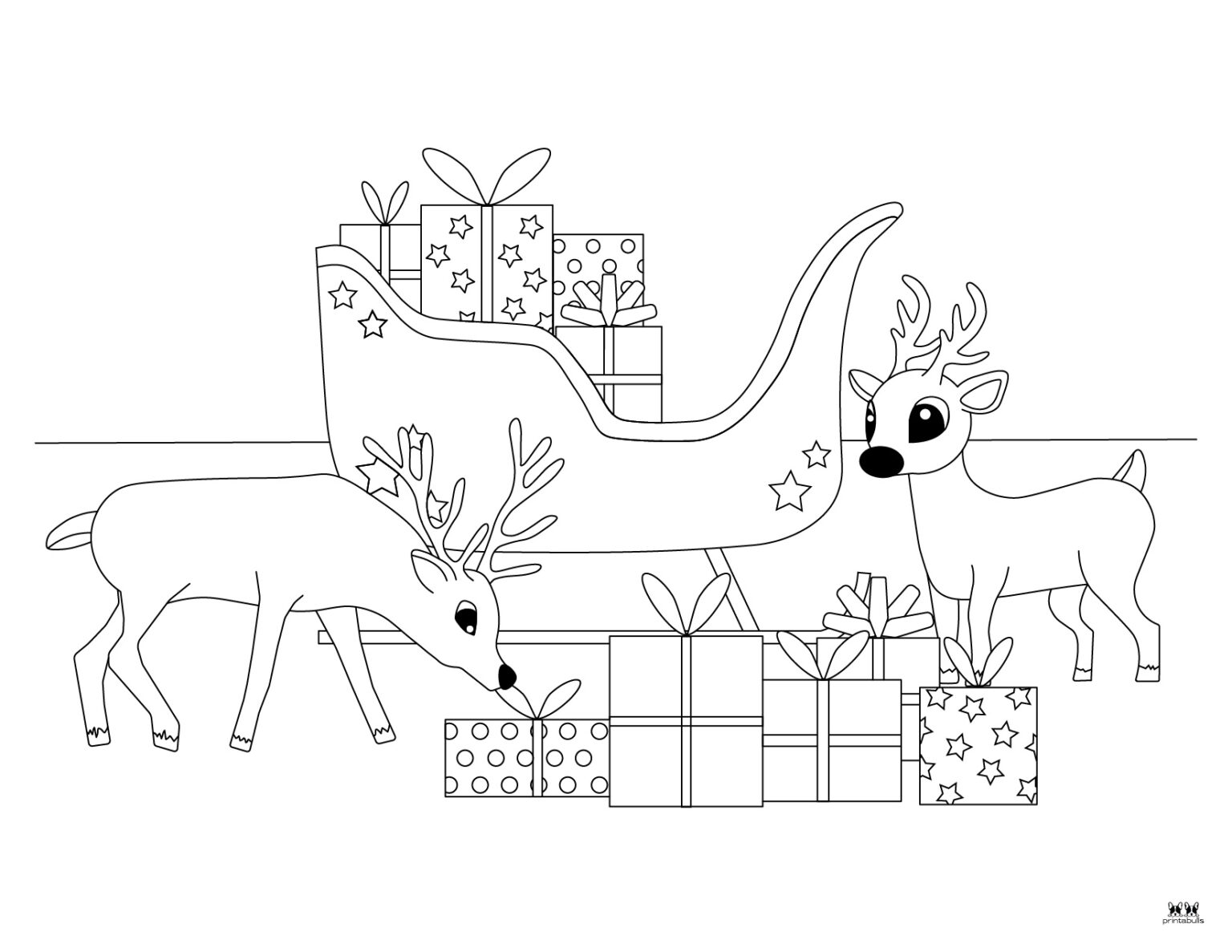 Reindeer Coloring Pages - 30 FREE Printable Pages | Printabulls