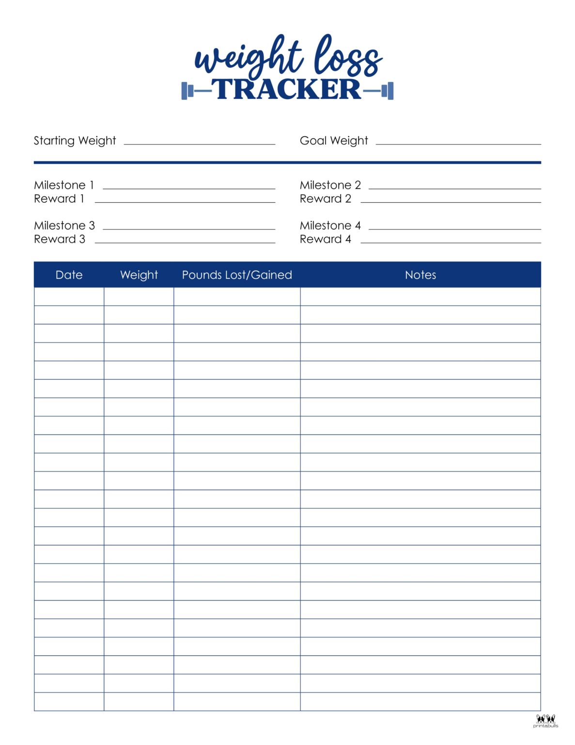 Weight Loss Trackers - 37 FREE Printables | Printabulls