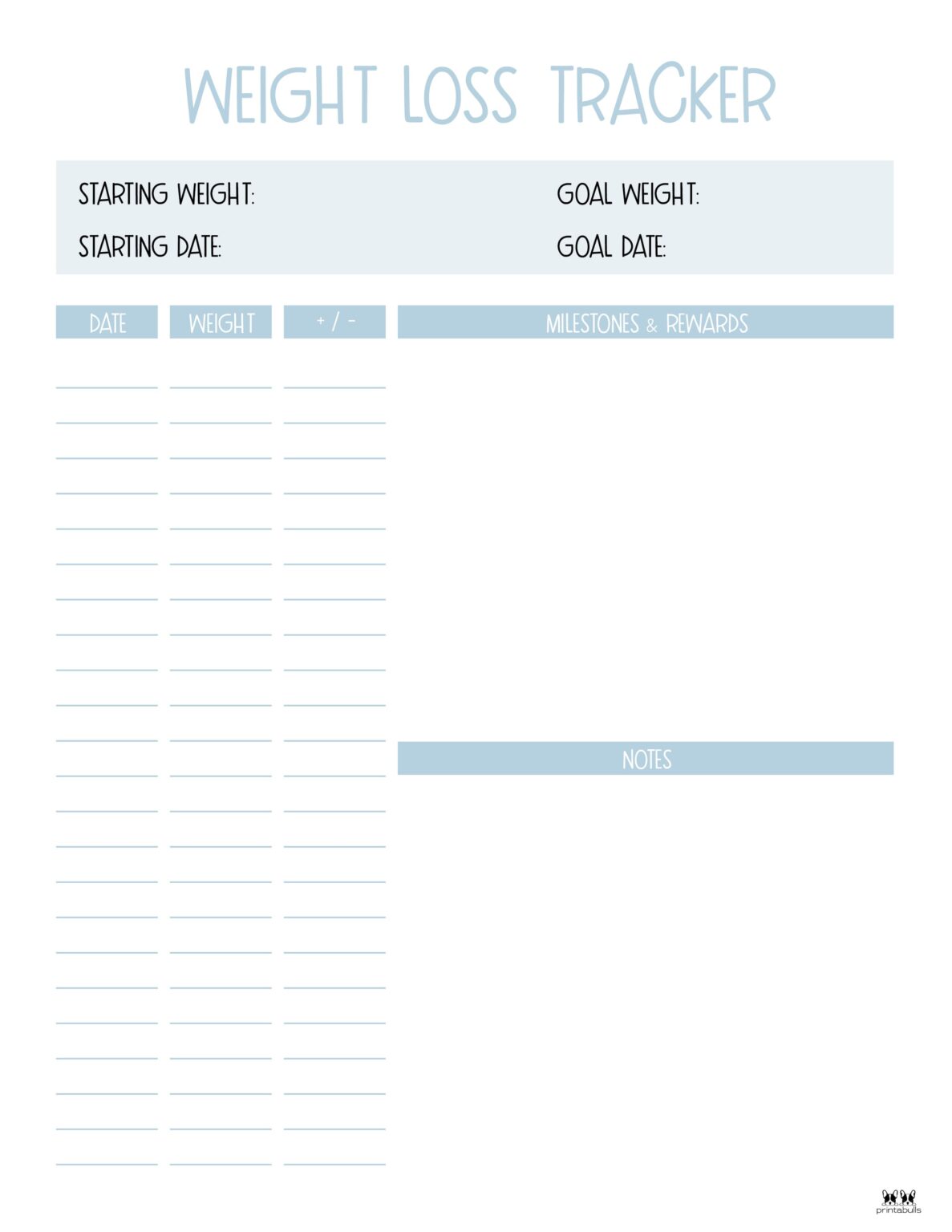 Weight Loss Trackers - 29 FREE Printables | Printabulls
