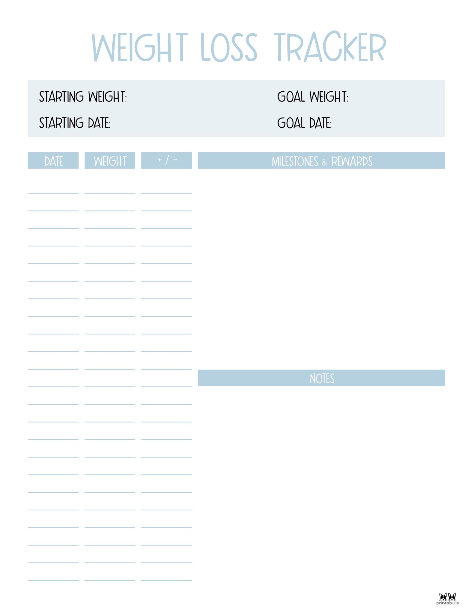 Weight Loss Trackers - 37 FREE Printables | Printabulls