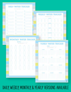 Water Trackers - 32 FREE Printables | Printabulls