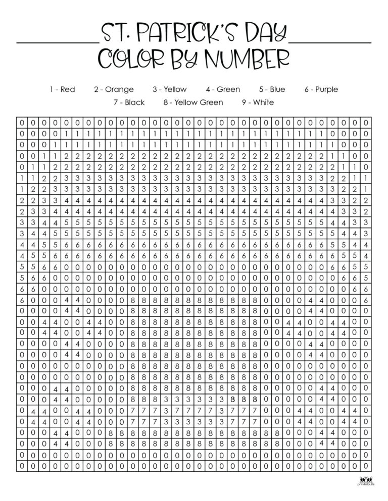 St. Patrick's Day Color By Number - 10 FREE Pages | Printabulls