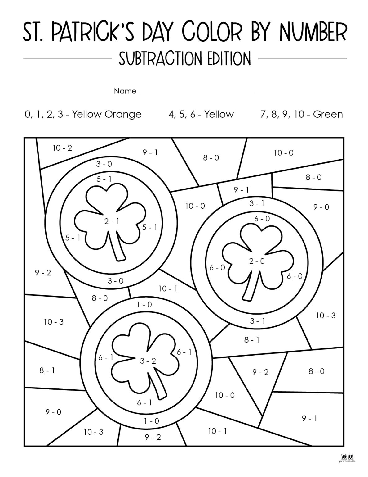 St. Patrick's Day Color By Number - 10 FREE Pages | Printabulls