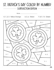 St. Patrick's Day Color By Number - 10 FREE Pages | Printabulls