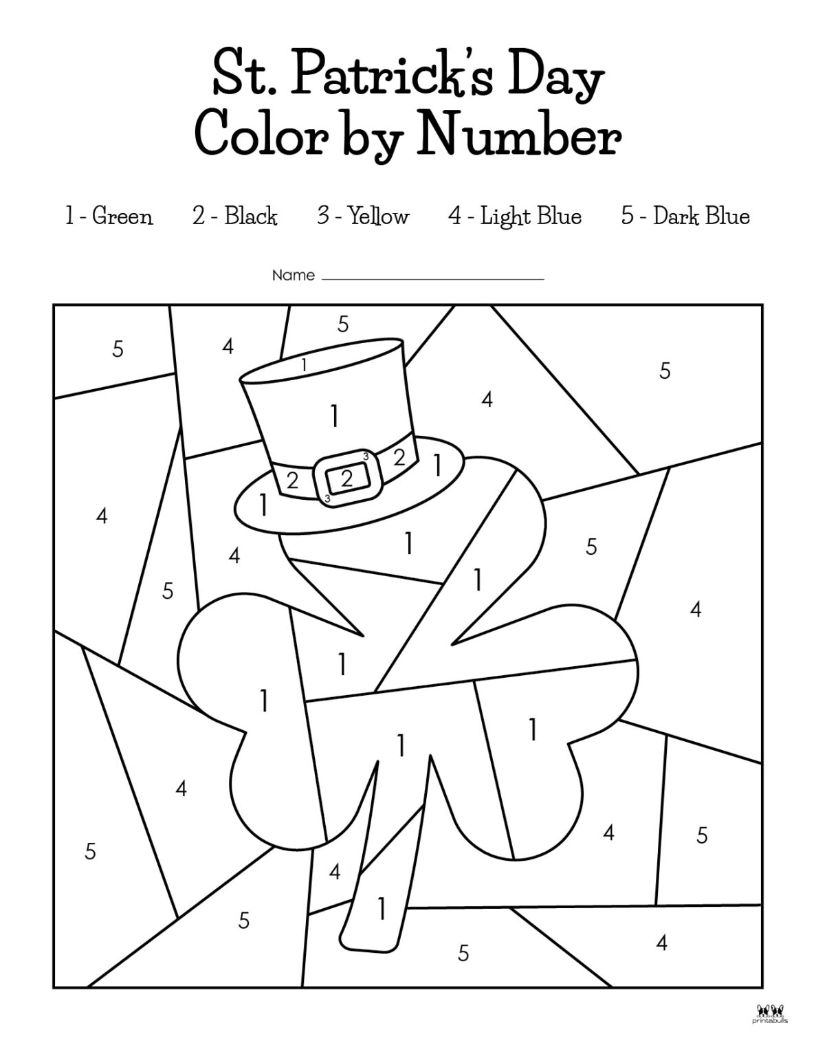 St. Patrick's Day Coloring by Number - 10 FREE Pages - PrintaBulk