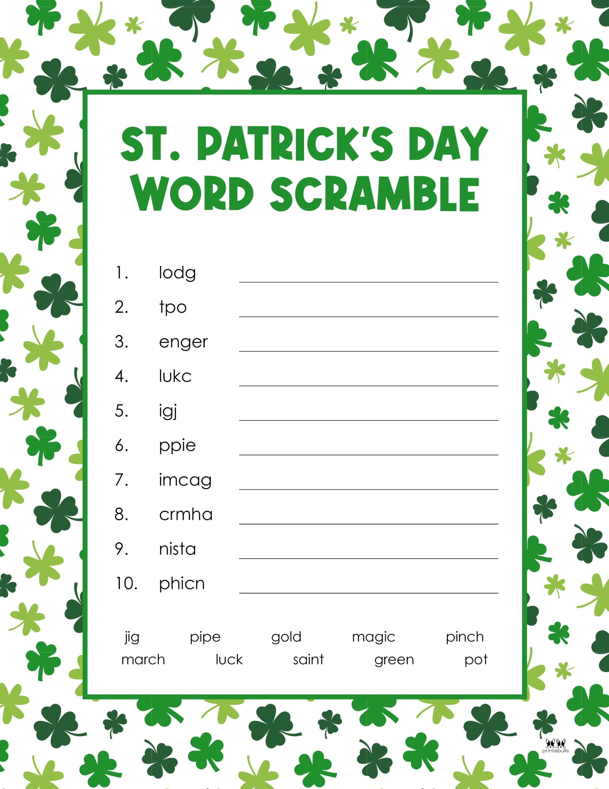 St Patrick s Day Word Scrambles 15 FREE Pages Printabulls St Patrick s Day Word Scrambles 15 FREE Pages Printabulls