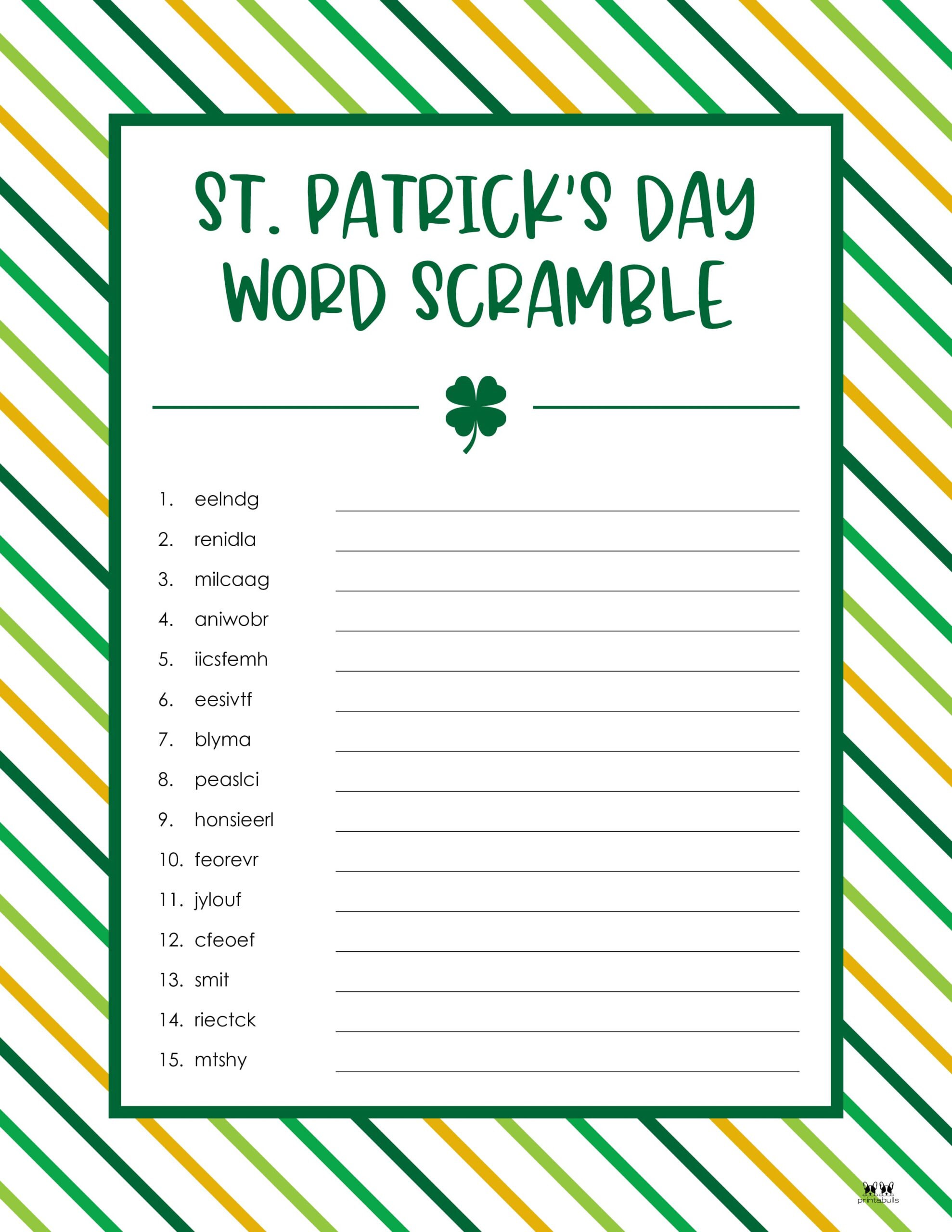 St. Patrick's Day Word Scrambles - 15 FREE Pages | Printabulls