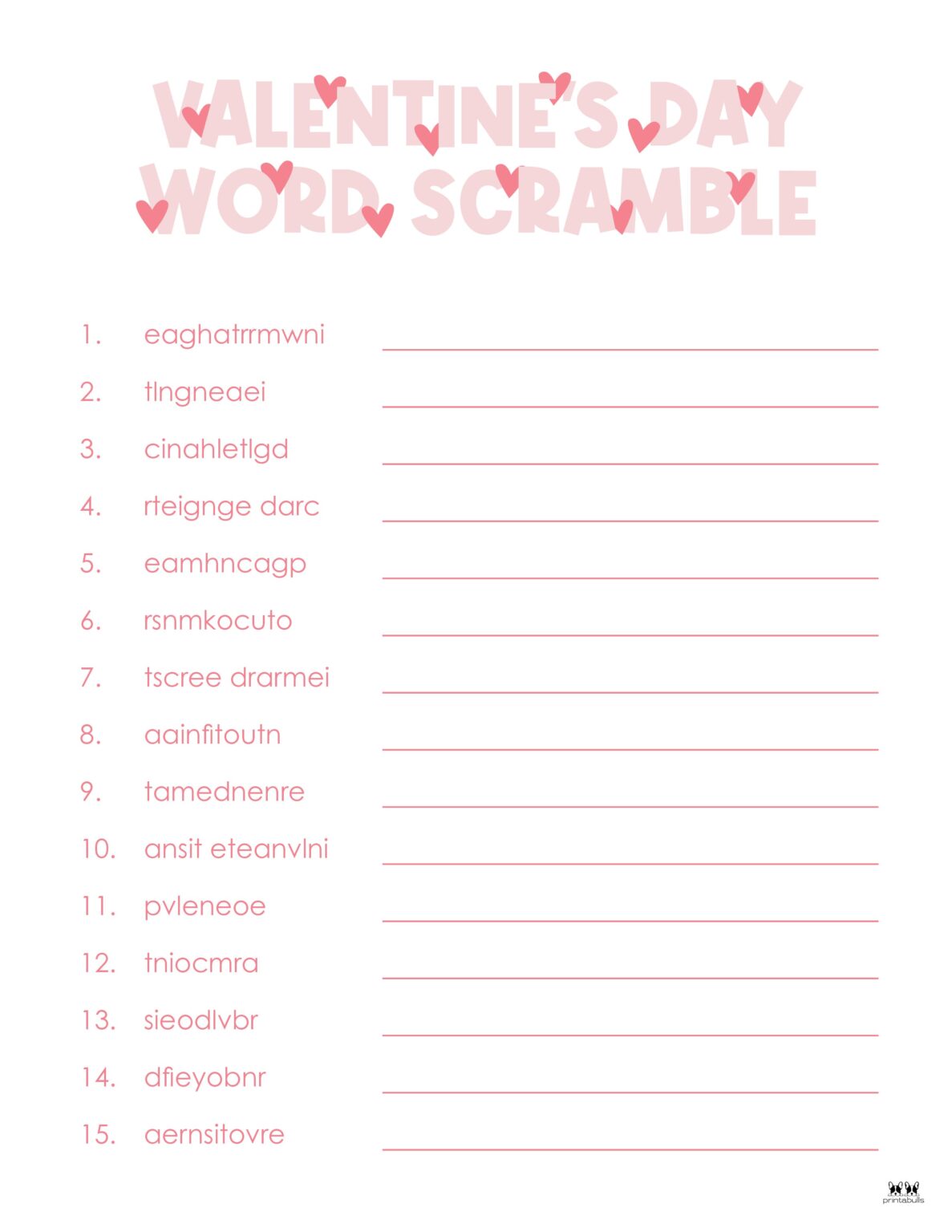 Valentine's Day Word Scrambles - 10 FREE Pages | Printabulls
