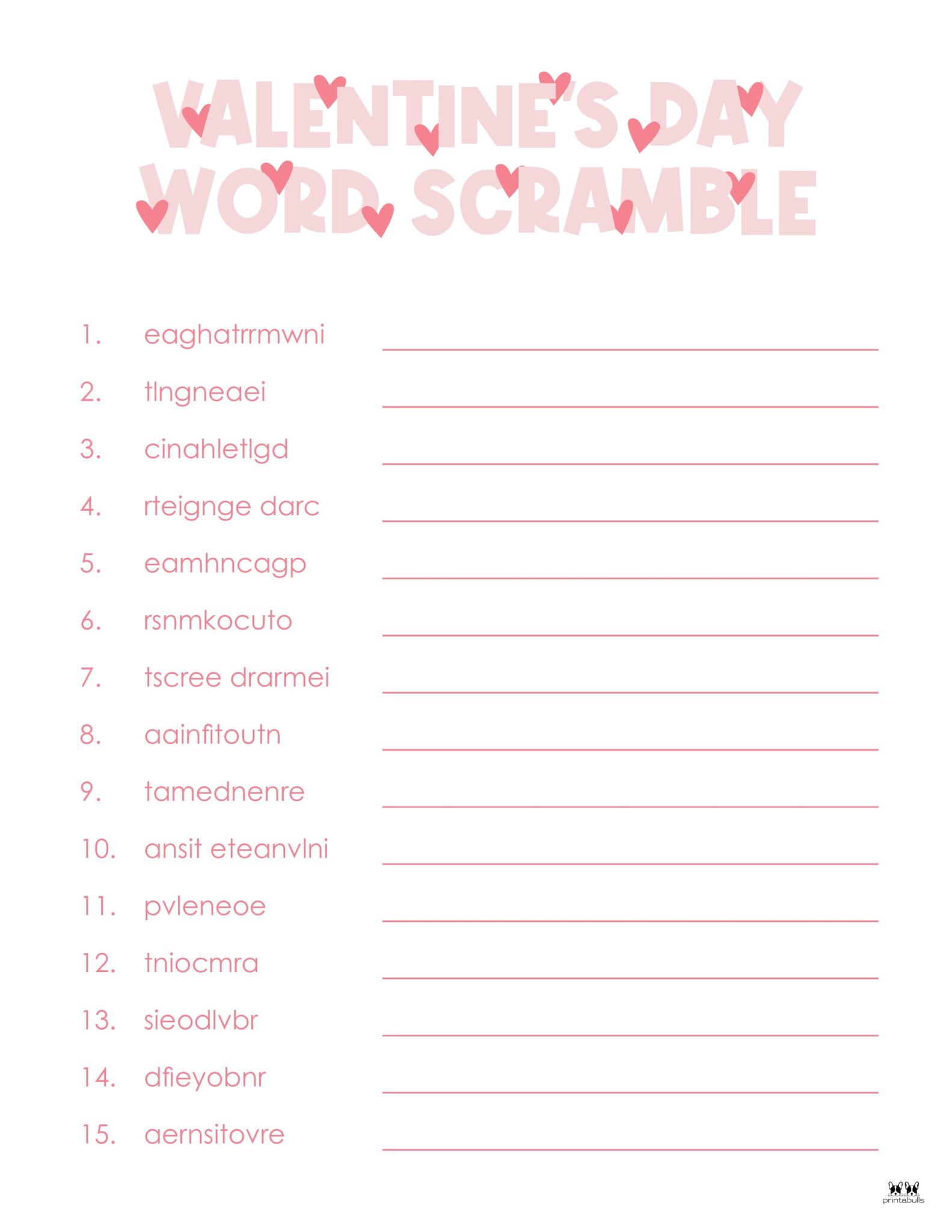 Valentine's Day Word Scrambles - 10 FREE Pages | Printabulls