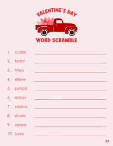 Valentine's Day Word Scrambles - 10 FREE Pages | Printabulls