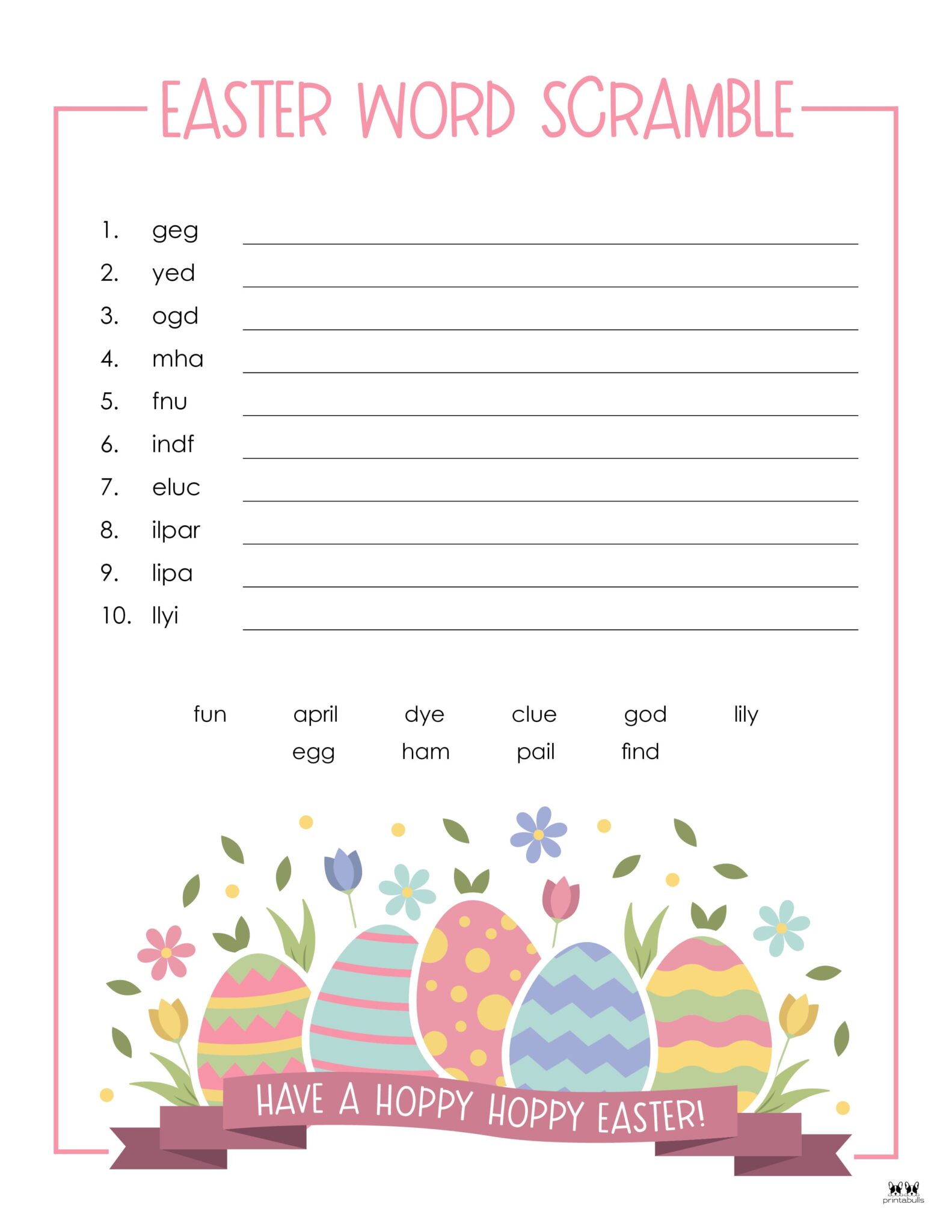Easter Word Scrambles - 15 FREE Printables | Printabulls