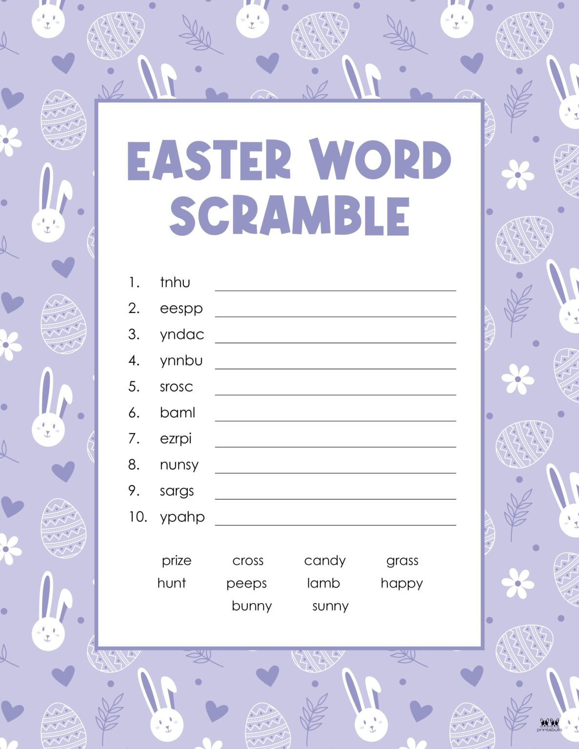 Easter Word Scrambles - 15 FREE Printables | Printabulls