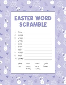 Easter Word Scrambles - 15 FREE Printables | Printabulls