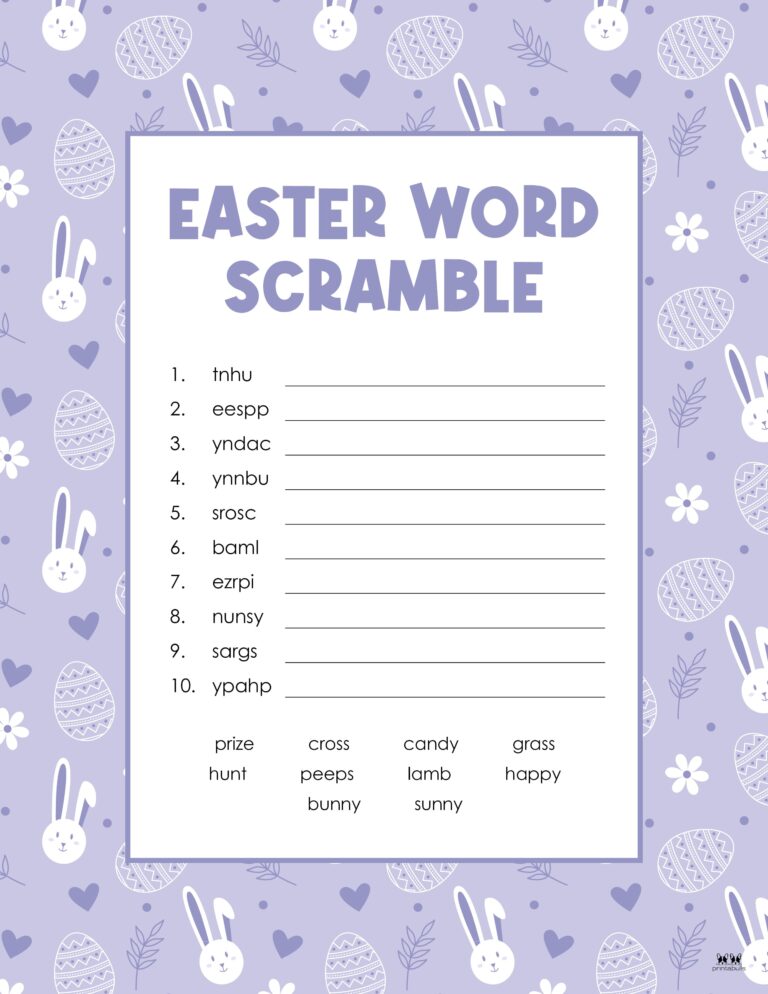 Easter Word Scrambles - 15 FREE Printables | Printabulls