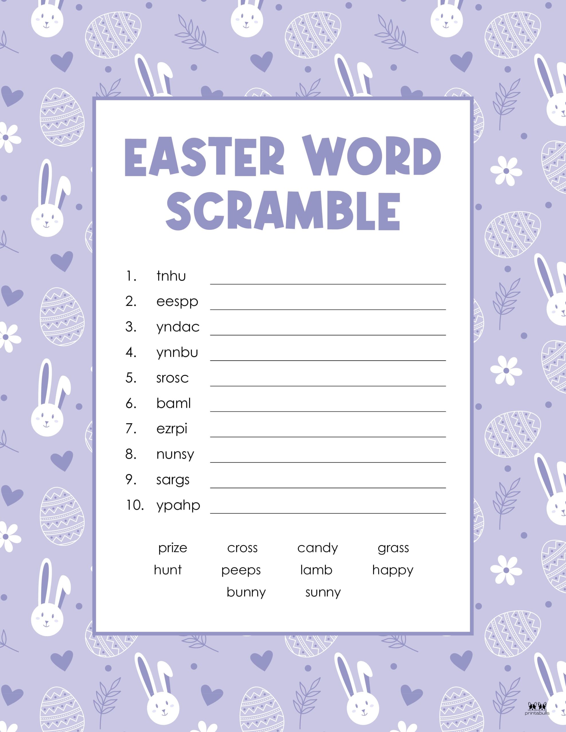 Easter Word Scrambles - 15 FREE Printables | Printabulls