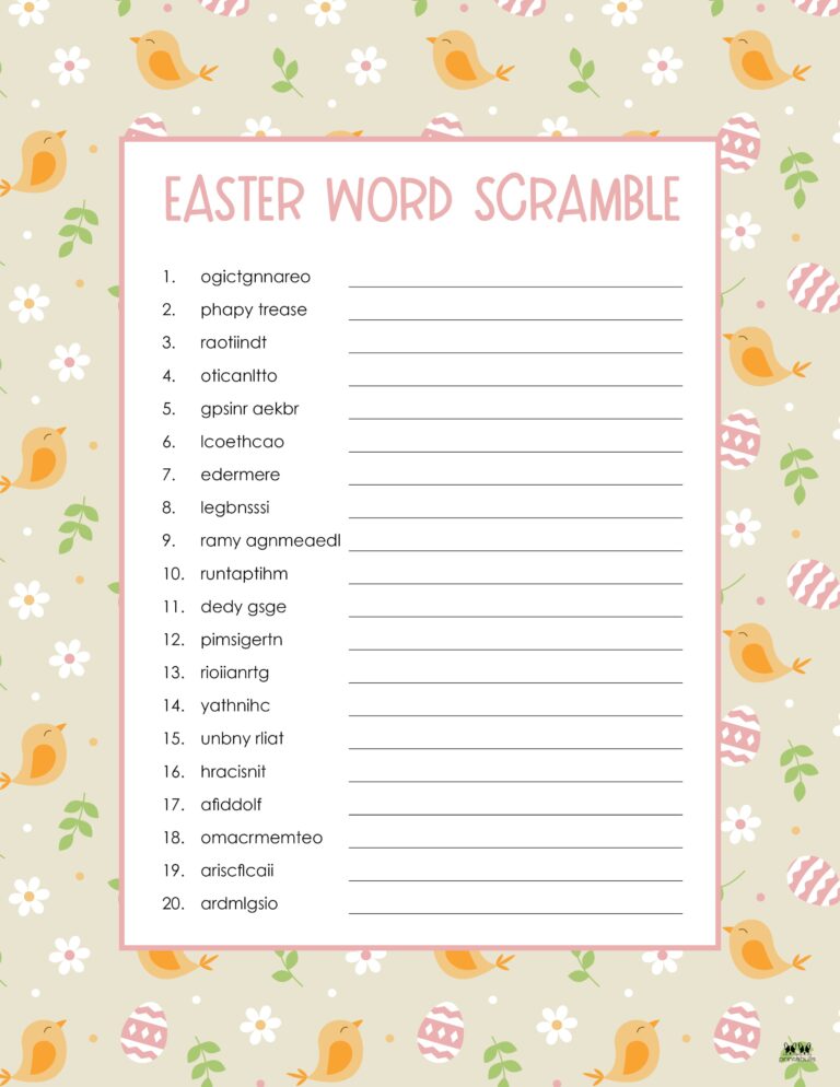 Easter Word Scrambles - 15 FREE Printables | Printabulls