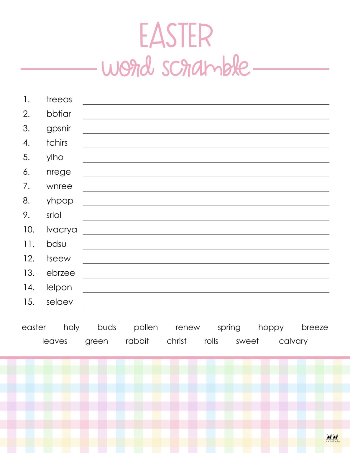 Easter Word Scrambles 15 FREE Printables Printabulls Easter Word Scrambles 15 FREE Printables Printabulls