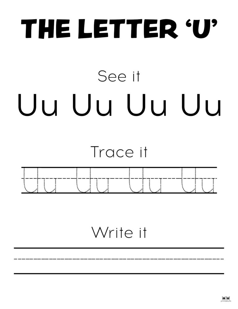 Letter U Worksheets - 50 FREE Printables | Printabulls