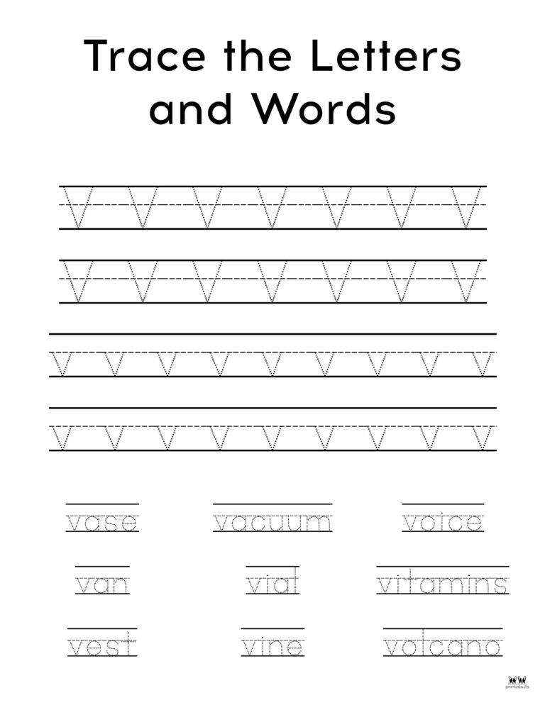 Letter V Worksheets - 50 FREE Printables | Printabulls