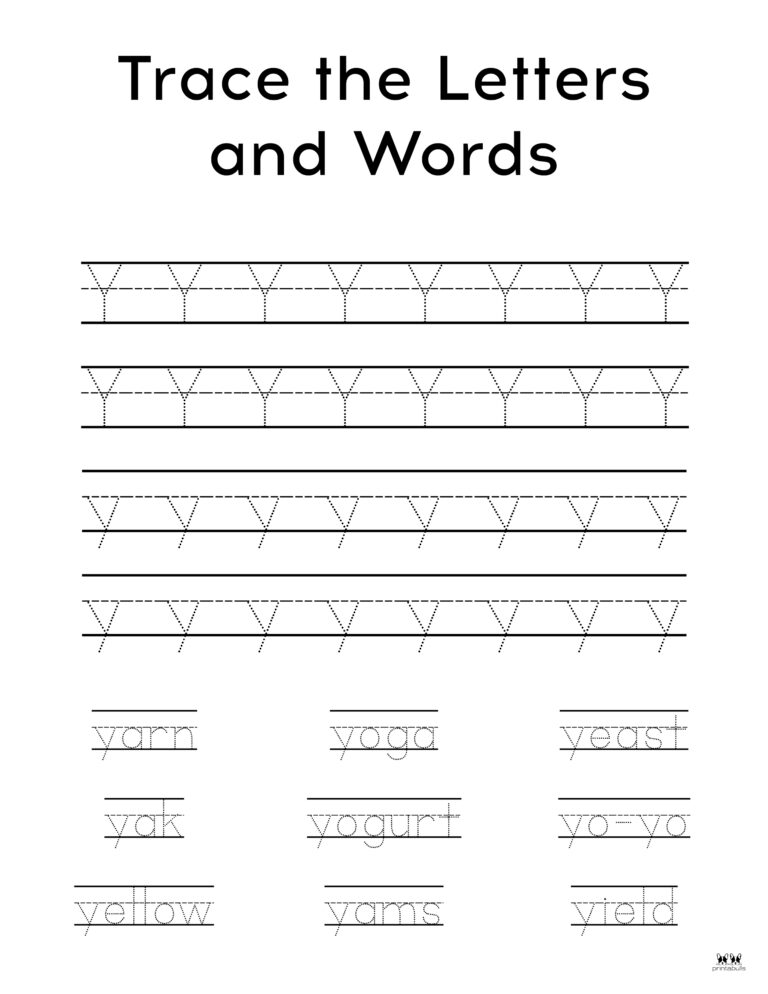 Letter Y Worksheets - 50 FREE Printables | Printabulls