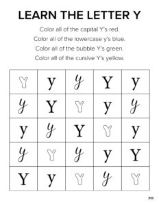 Letter Y Worksheets - 50 FREE Printables | Printabulls