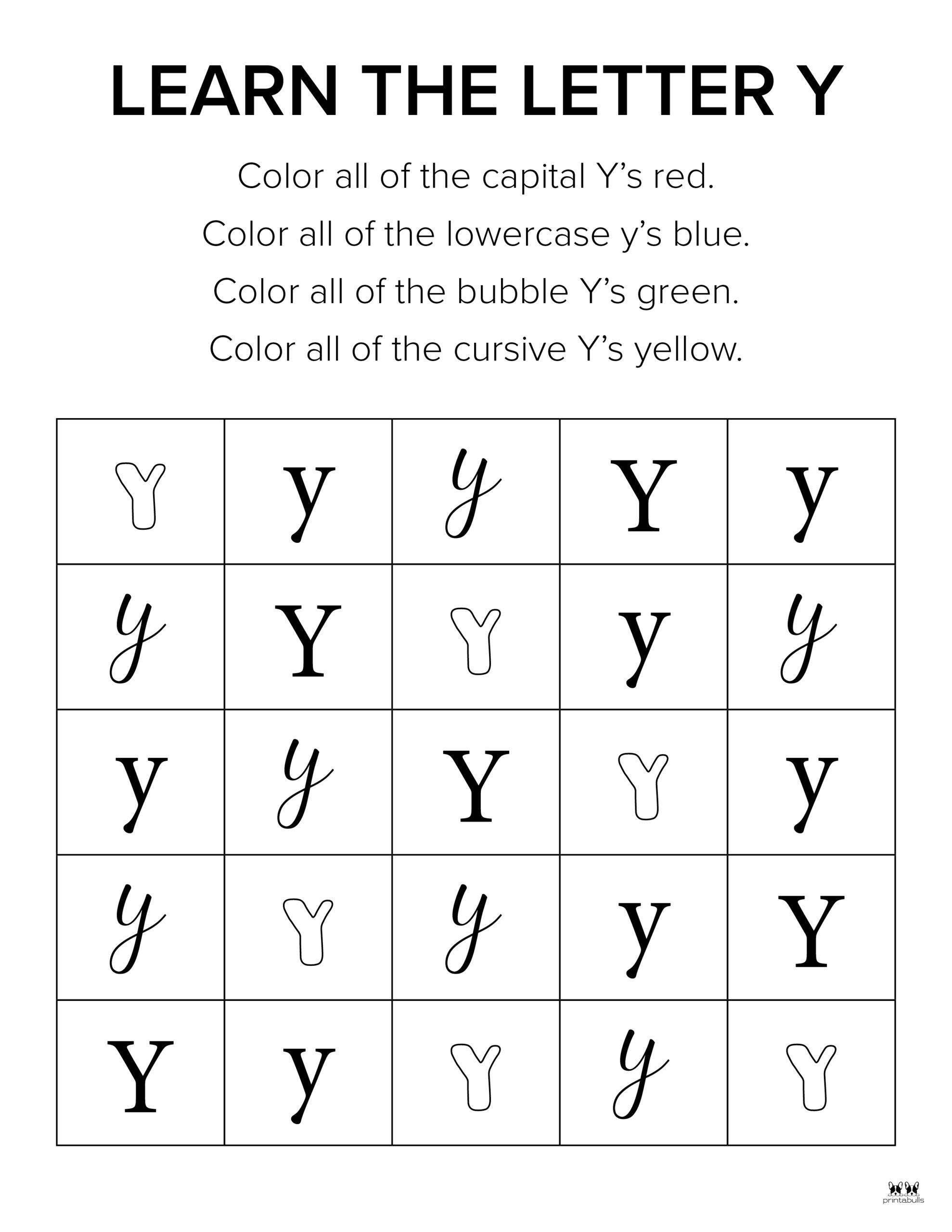 Letter Y Worksheets - 50 FREE Printables | Printabulls