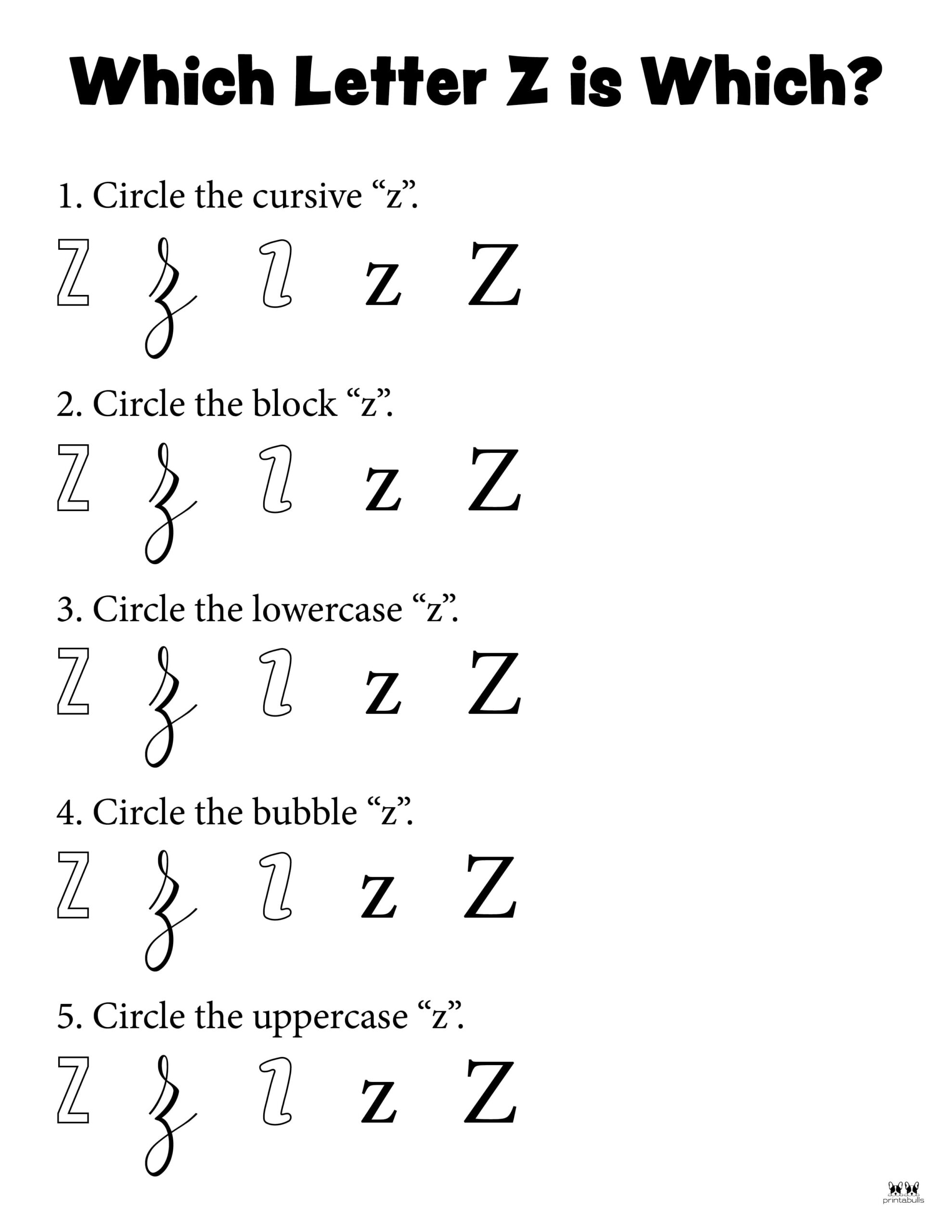 Letter Z Worksheets - 50 FREE Printables | Printabulls