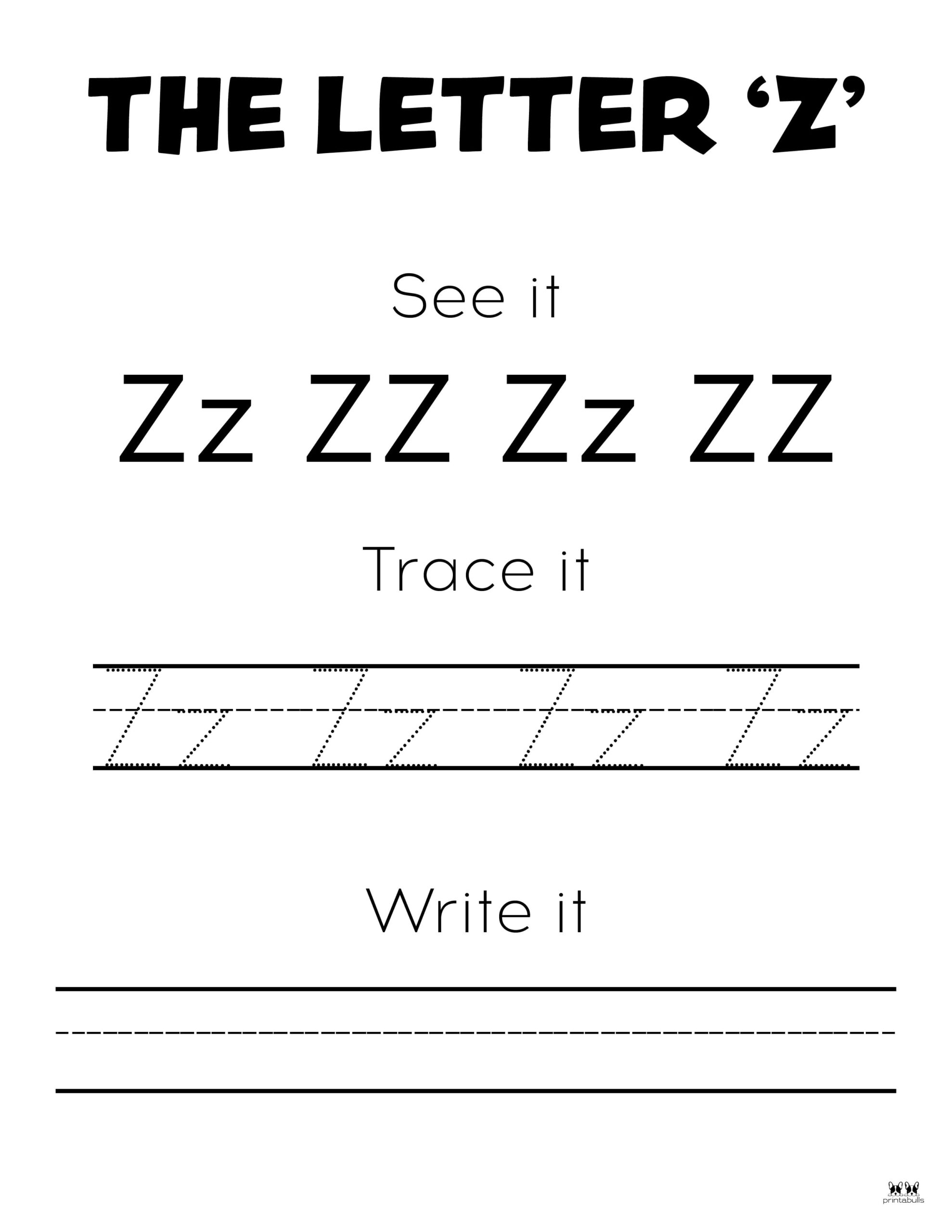 Letter Z Worksheets - 50 FREE Printables | Printabulls