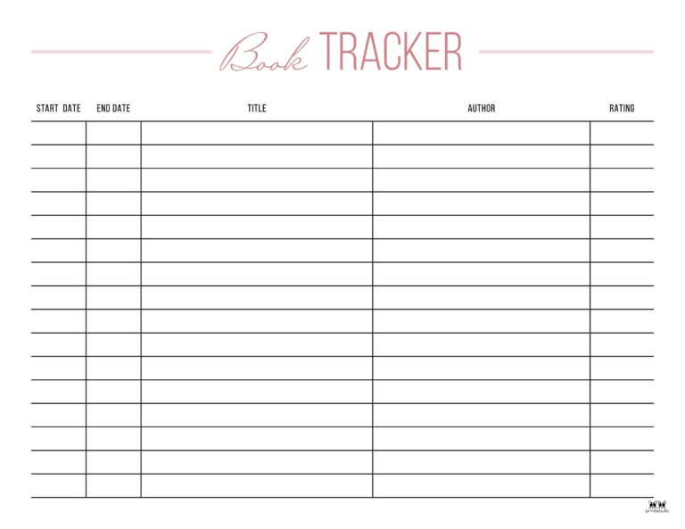 Book Trackers - 15 FREE Trackers | Printabulls