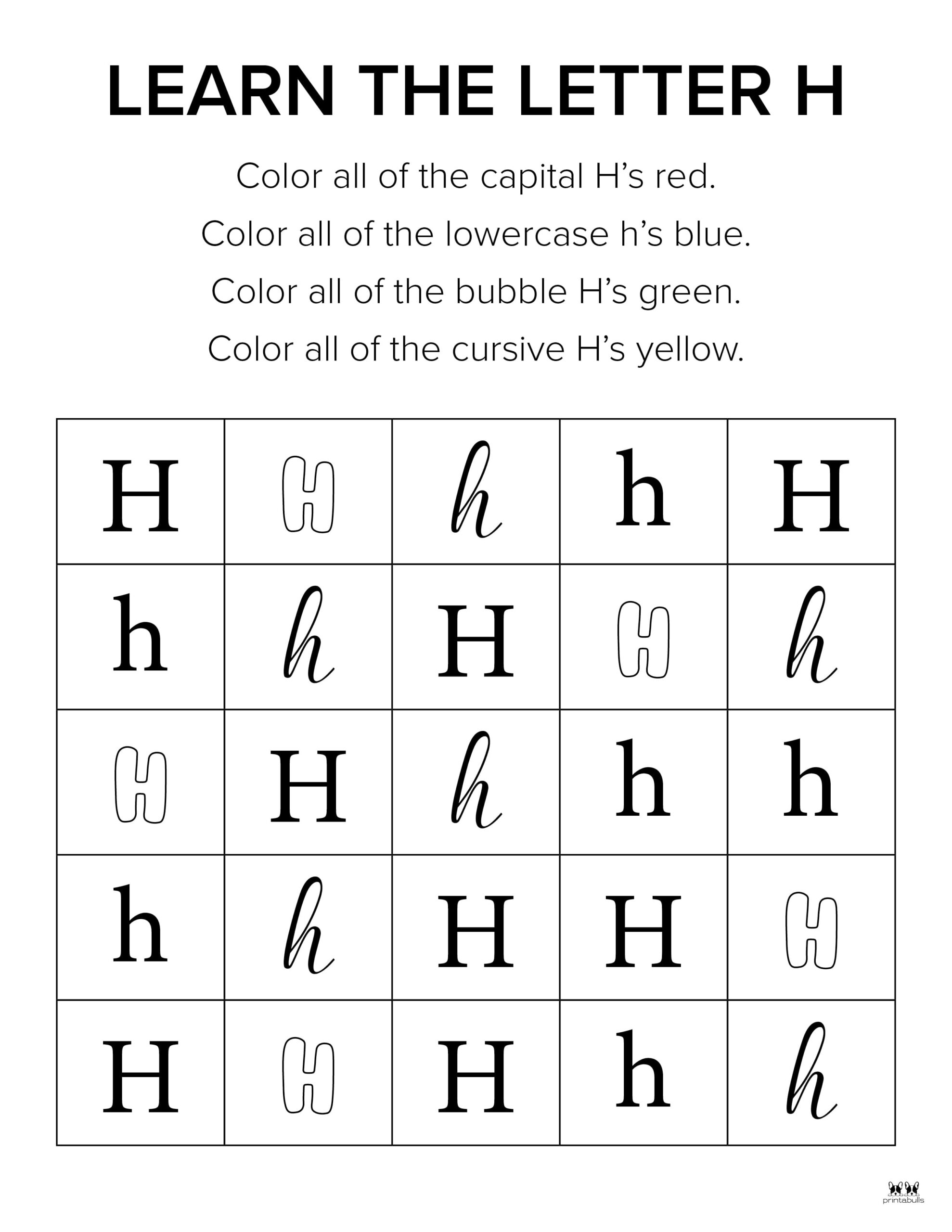 Letter H Worksheets - 50 FREE Printables | Printabulls