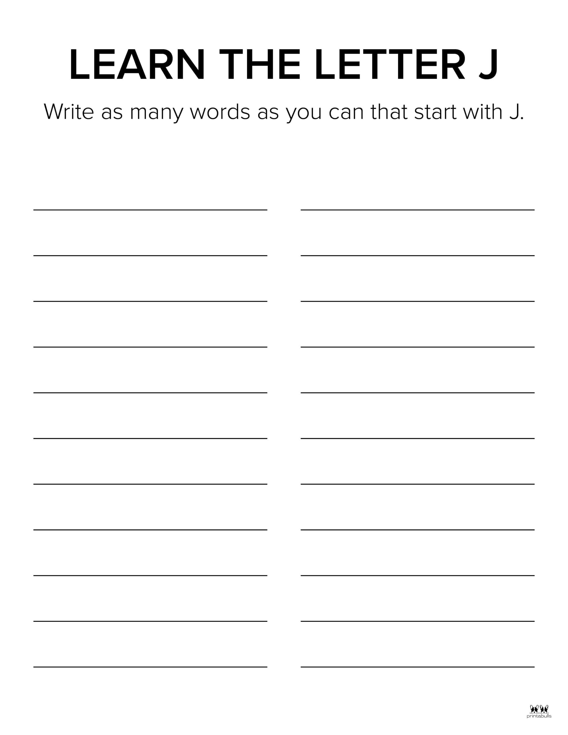 Letter J Worksheets - 50 FREE Printables | Printabulls