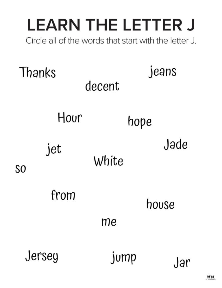 Letter J Worksheets - 50 FREE Printables | Printabulls